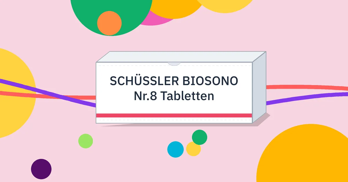 Symbolbild: Packung mit der Aufschrift SCHÜSSLER BIOSONO Nr.8 Tabletten (PZN 09005625) – Verfügbarkeit und Bezug in Apotheken in Frankfurt am Main