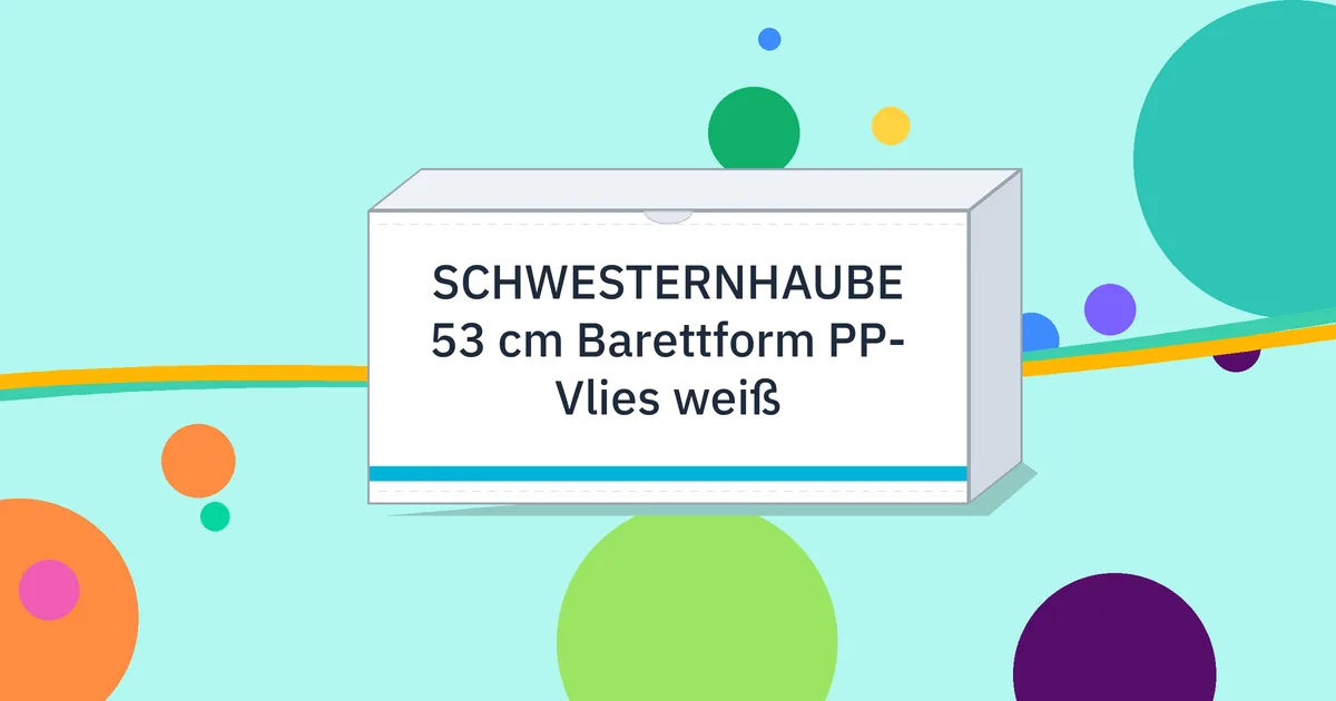 Symbolbild: Packung mit der Aufschrift SCHWESTERNHAUBE 53 cm Barettform PP-Vlies weiß (PZN 17307493) – Verfügbarkeit und Bezug in Apotheken in Frankfurt am Main