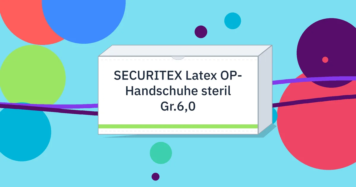 Symbolbild: Packung mit der Aufschrift SECURITEX Latex OP-Handschuhe steril Gr.6,0 (PZN 11349970) – Verfügbarkeit und Bezug in Apotheken in Frankfurt am Main