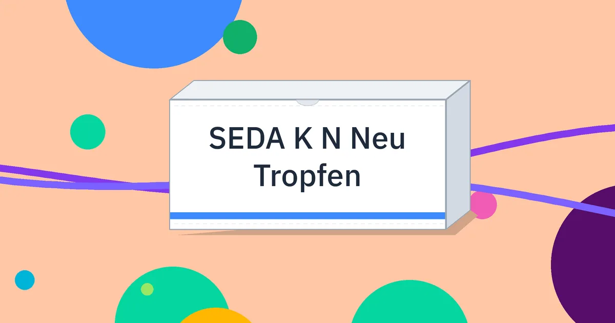 Symbolbild: Packung mit der Aufschrift SEDA K N Neu Tropfen (PZN 01557058) – Verfügbarkeit und Bezug in Apotheken in Frankfurt am Main