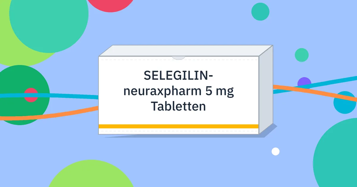 Symbolbild: Packung mit der Aufschrift SELEGILIN-neuraxpharm 5 mg Tabletten (PZN 08606096) – Verfügbarkeit und Bezug in Apotheken in Frankfurt am Main