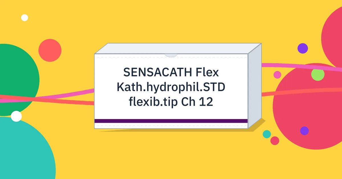 Symbolbild: Packung mit der Aufschrift SENSACATH Flex Kath.hydrophil.STD flexib.tip Ch 12 (PZN 19985211) – Verfügbarkeit und Bezug in Apotheken in Frankfurt am Main