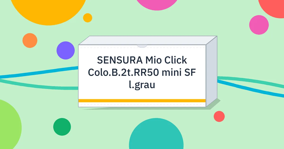 Symbolbild: Packung mit der Aufschrift SENSURA Mio Click Colo.B.2t.RR50 mini SF l.grau (PZN 10201981) – Verfügbarkeit und Bezug in Apotheken in Frankfurt am Main