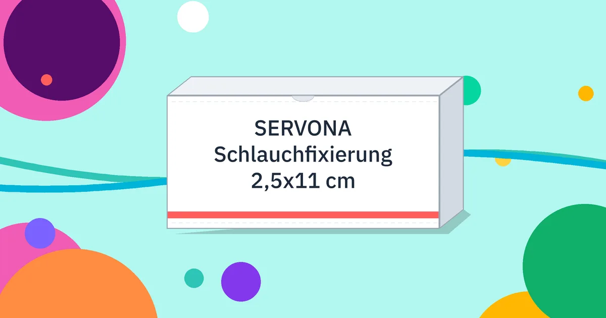 Symbolbild: Packung mit der Aufschrift SERVONA Schlauchfixierung 2,5x11 cm (PZN 16760807) – Verfügbarkeit und Bezug in Apotheken in Frankfurt am Main