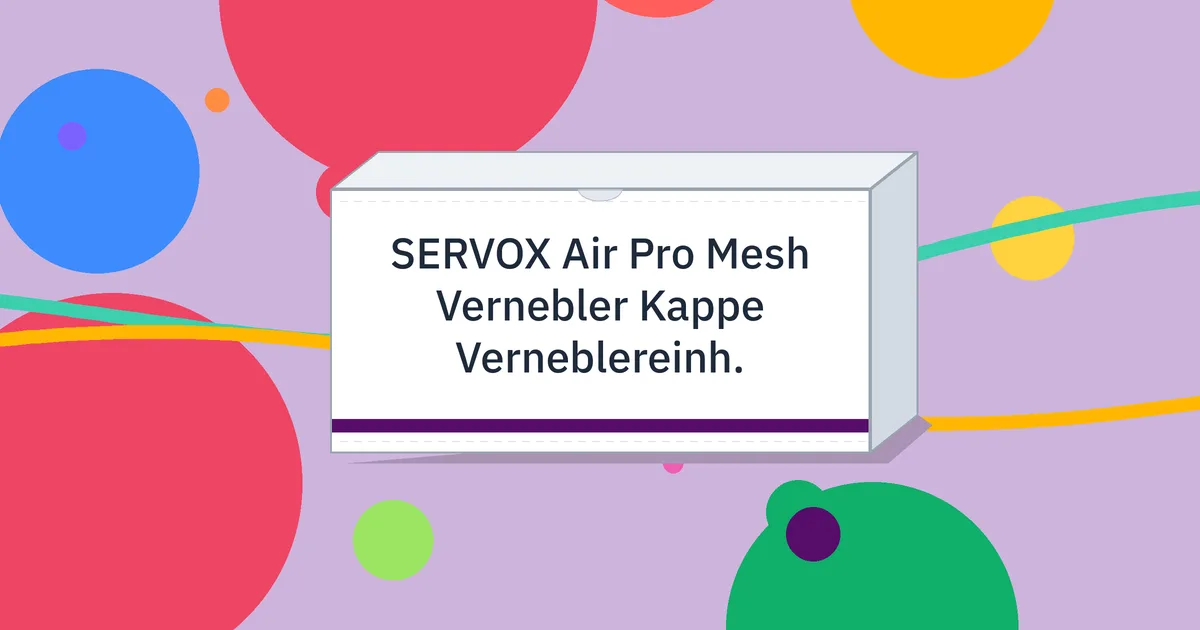 Symbolbild: Packung mit der Aufschrift SERVOX Air Pro Mesh Vernebler Kappe Verneblereinh. (PZN 16001415) – Verfügbarkeit und Bezug in Apotheken in Frankfurt am Main