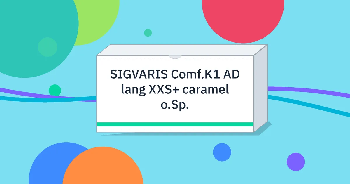 Symbolbild: Packung mit der Aufschrift SIGVARIS Comf.K1 AD lang XXS+ caramel o.Sp. (PZN 17093342) – Verfügbarkeit und Bezug in Apotheken in Frankfurt am Main