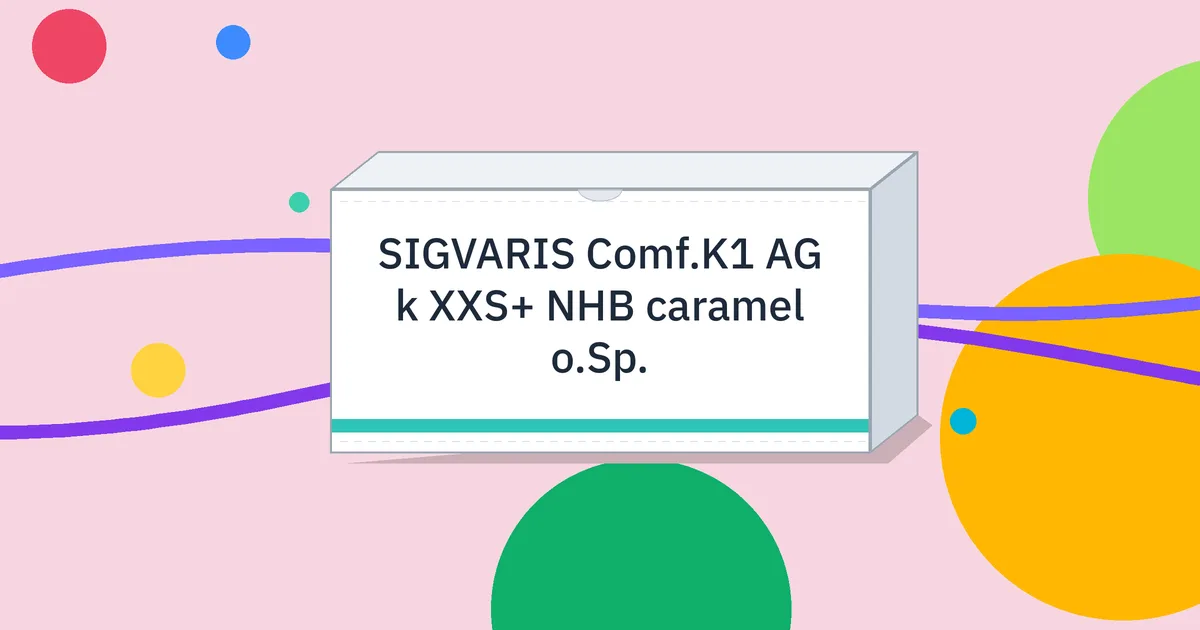 Symbolbild: Packung mit der Aufschrift SIGVARIS Comf.K1 AG k XXS+ NHB caramel o.Sp. (PZN 17097038) – Verfügbarkeit und Bezug in Apotheken in Frankfurt am Main