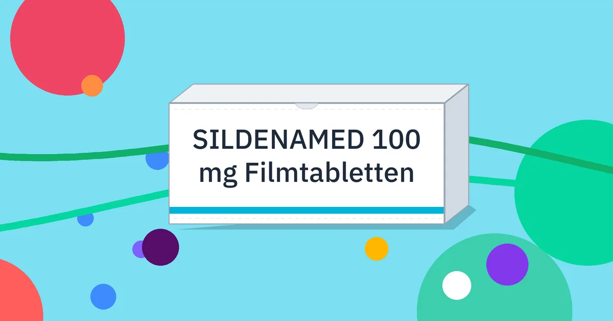 Symbolbild: Packung mit der Aufschrift SILDENAMED 100 mg Filmtabletten (PZN 20156170) – Verfügbarkeit und Bezug in Apotheken in Frankfurt am Main