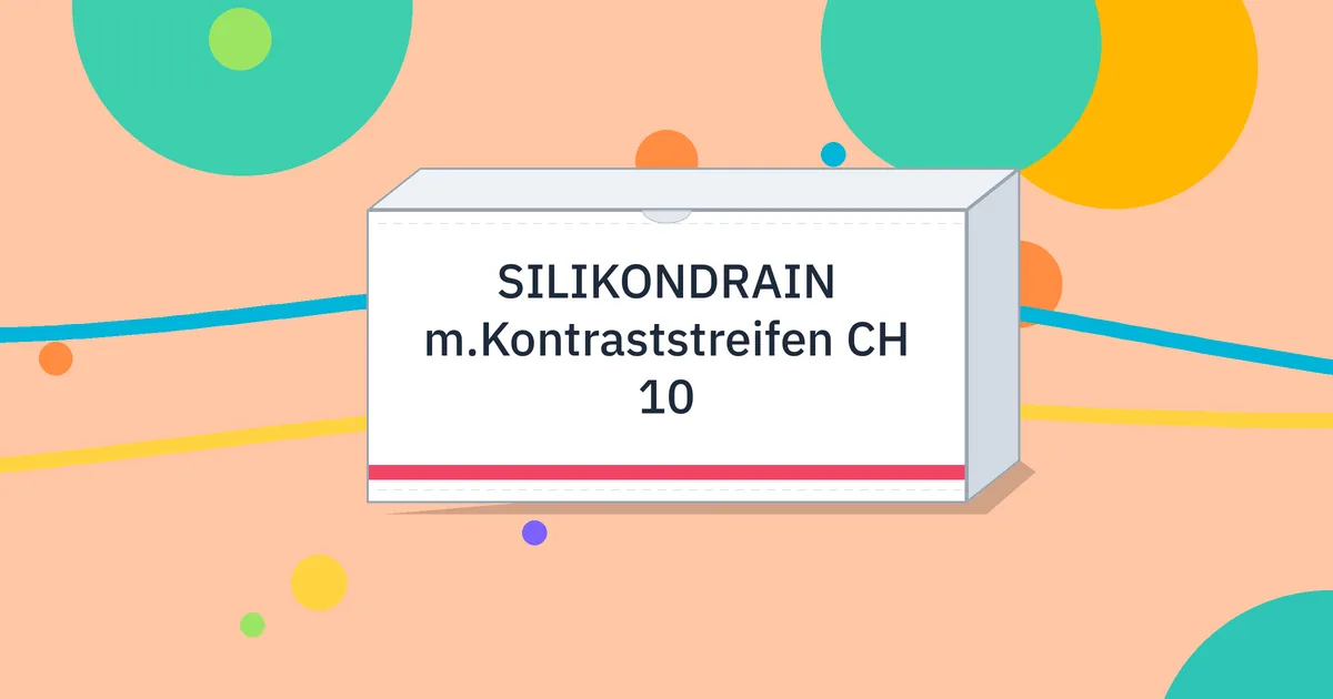 Symbolbild: Packung mit der Aufschrift SILIKONDRAIN m.Kontraststreifen CH 10 (PZN 10343422) – Verfügbarkeit und Bezug in Apotheken in Frankfurt am Main