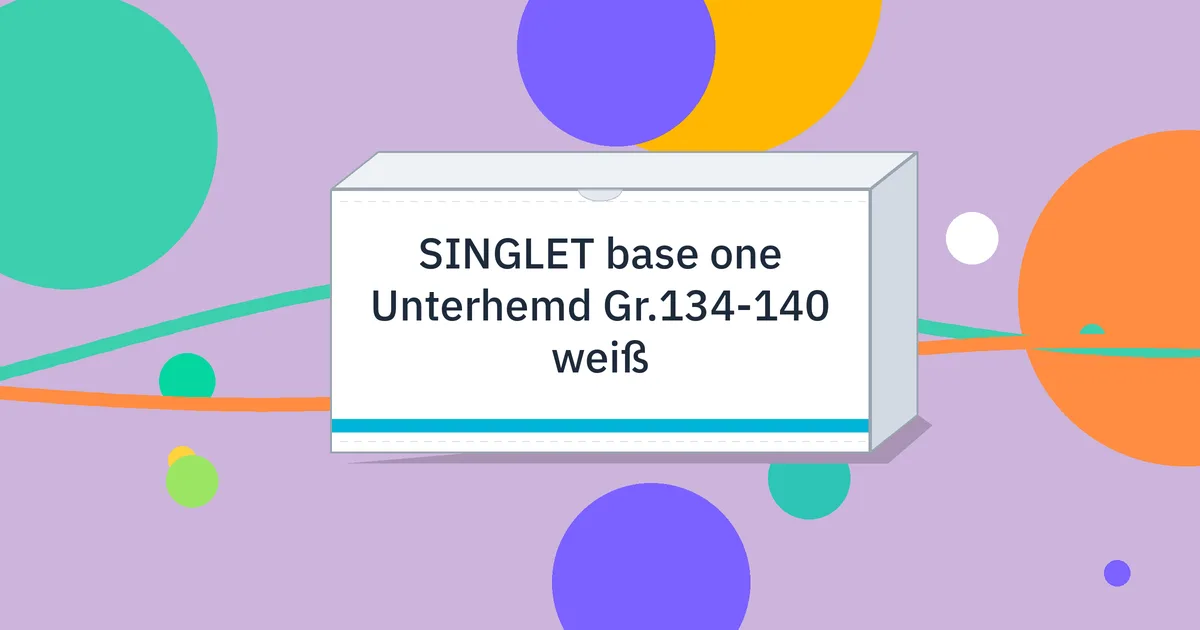 Symbolbild: Packung mit der Aufschrift SINGLET base one Unterhemd Gr.134-140 weiß (PZN 13352835) – Verfügbarkeit und Bezug in Apotheken in Frankfurt am Main