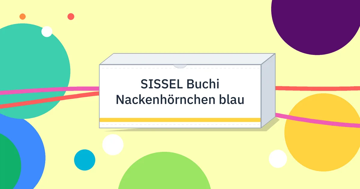 Symbolbild: Packung mit der Aufschrift SISSEL Buchi Nackenhörnchen blau (PZN 01668705) – Verfügbarkeit und Bezug in Apotheken in Frankfurt am Main