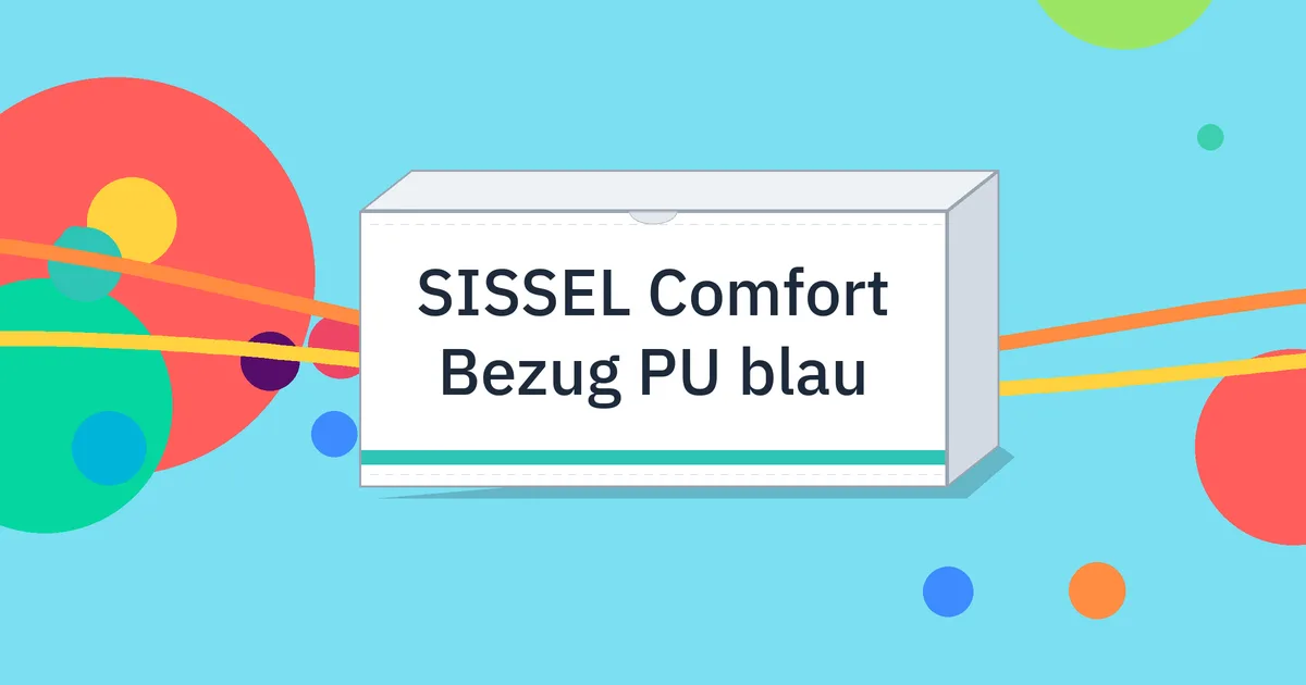 Symbolbild: Packung mit der Aufschrift SISSEL Comfort Bezug PU blau (PZN 14444516) – Verfügbarkeit und Bezug in Apotheken in Frankfurt am Main