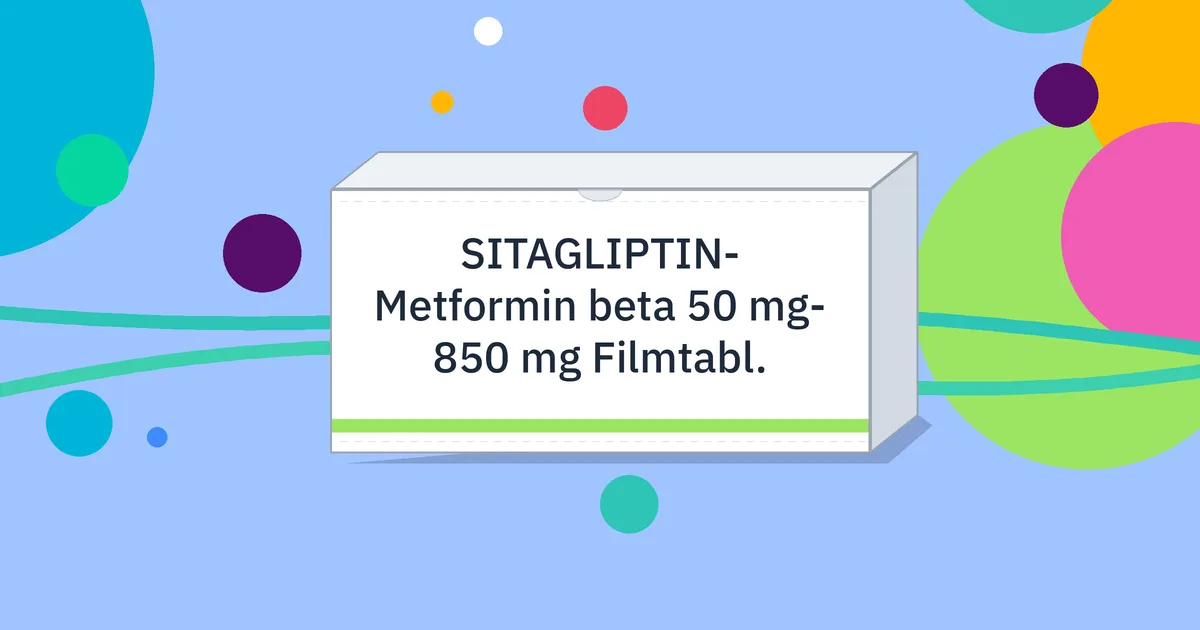 Symbolbild: Packung mit der Aufschrift SITAGLIPTIN-Metformin beta 50 mg-850 mg Filmtabl. (PZN 17623260) – Verfügbarkeit und Bezug in Apotheken in Frankfurt am Main