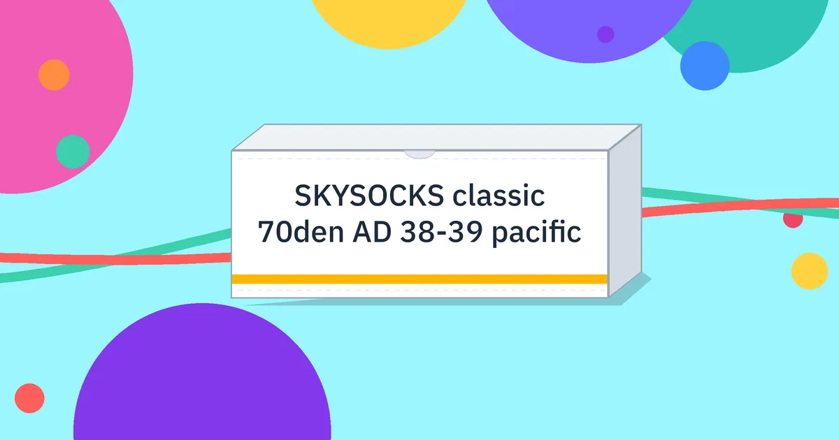 Symbolbild: Packung mit der Aufschrift SKYSOCKS classic 70den AD 38-39 pacific (PZN 18897611) – Verfügbarkeit und Bezug in Apotheken in Frankfurt am Main