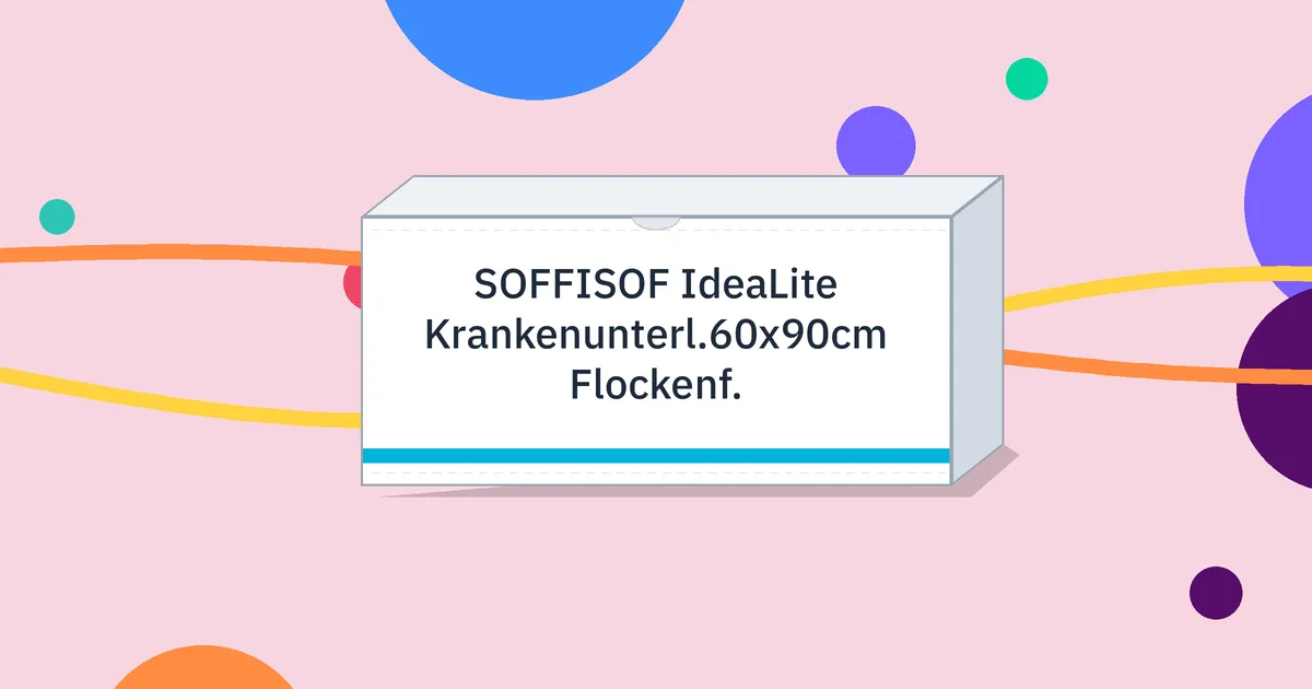 Symbolbild: Packung mit der Aufschrift SOFFISOF IdeaLite Krankenunterl.60x90cm Flockenf. (PZN 10095875) – Verfügbarkeit und Bezug in Apotheken in Frankfurt am Main