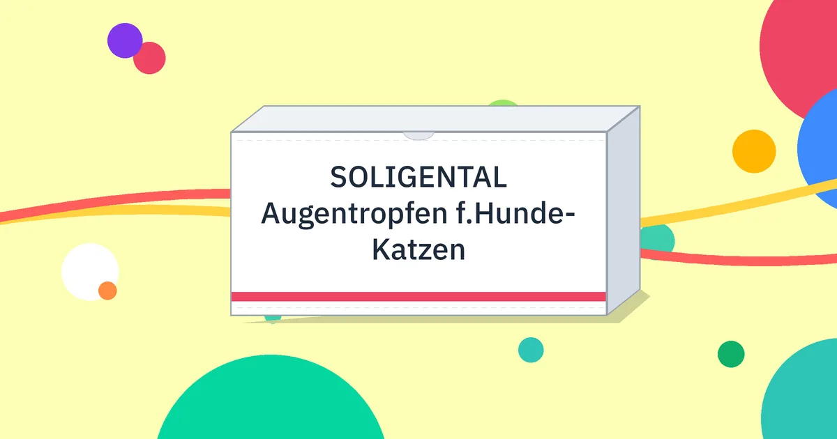 Symbolbild: Packung mit der Aufschrift SOLIGENTAL Augentropfen f.Hunde-Katzen (PZN 14438757) – Verfügbarkeit und Bezug in Apotheken in Frankfurt am Main