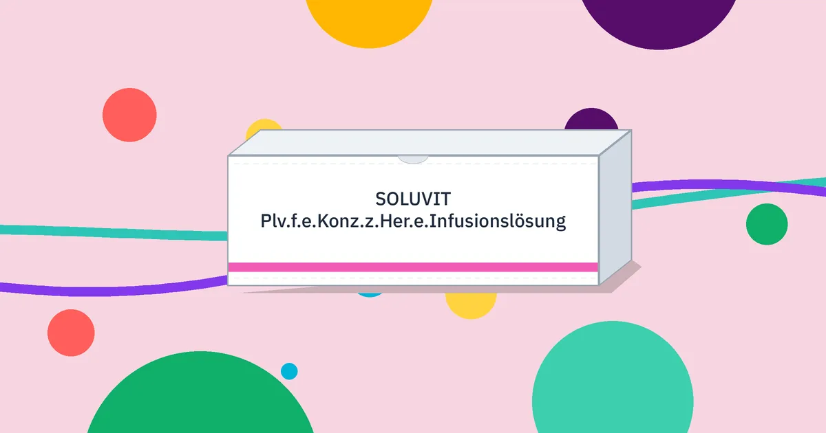 Symbolbild: Packung mit der Aufschrift SOLUVIT Plv.f.e.Konz.z.Her.e.Infusionslösung (PZN 17264045) – Verfügbarkeit und Bezug in Apotheken in Frankfurt am Main