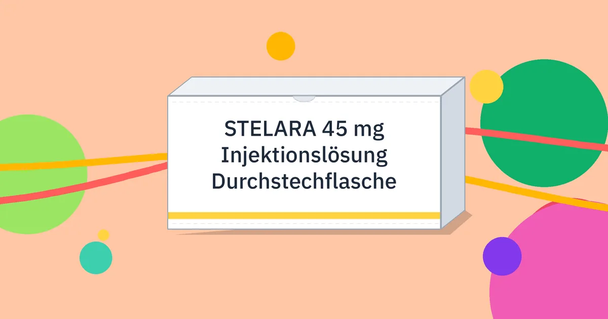 Symbolbild: Packung mit der Aufschrift STELARA 45 mg Injektionslösung Durchstechflasche (PZN 17598929) – Verfügbarkeit und Bezug in Apotheken in Frankfurt am Main