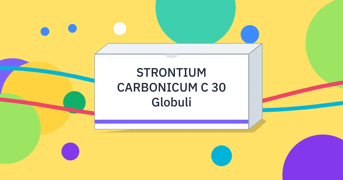 Symbolbild: Packung mit der Aufschrift STRONTIUM CARBONICUM C 30 Globuli (PZN 07181080) – Verfügbarkeit und Bezug in Apotheken in Frankfurt am Main