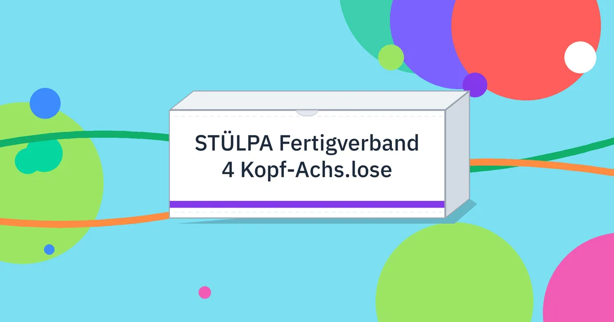 Symbolbild: Packung mit der Aufschrift STÜLPA Fertigverband 4 Kopf-Achs.lose (PZN 09395514) – Verfügbarkeit und Bezug in Apotheken in Frankfurt am Main