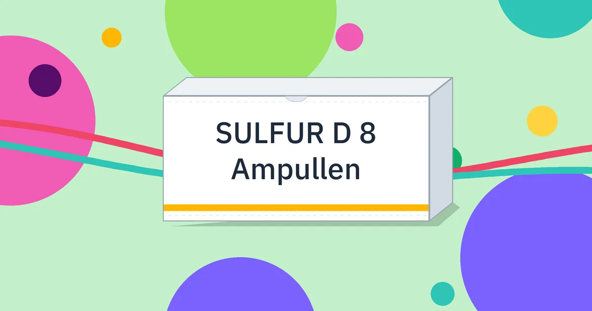 Symbolbild: Packung mit der Aufschrift SULFUR D 8 Ampullen (PZN 03658450) – Verfügbarkeit und Bezug in Apotheken in Frankfurt am Main