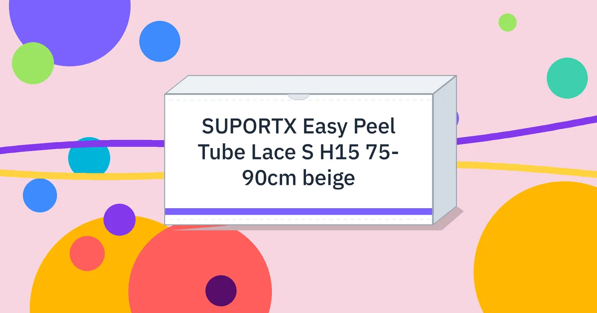 Symbolbild: Packung mit der Aufschrift SUPORTX Easy Peel Tube Lace S H15 75-90cm beige (PZN 09486932) – Verfügbarkeit und Bezug in Apotheken in Frankfurt am Main
