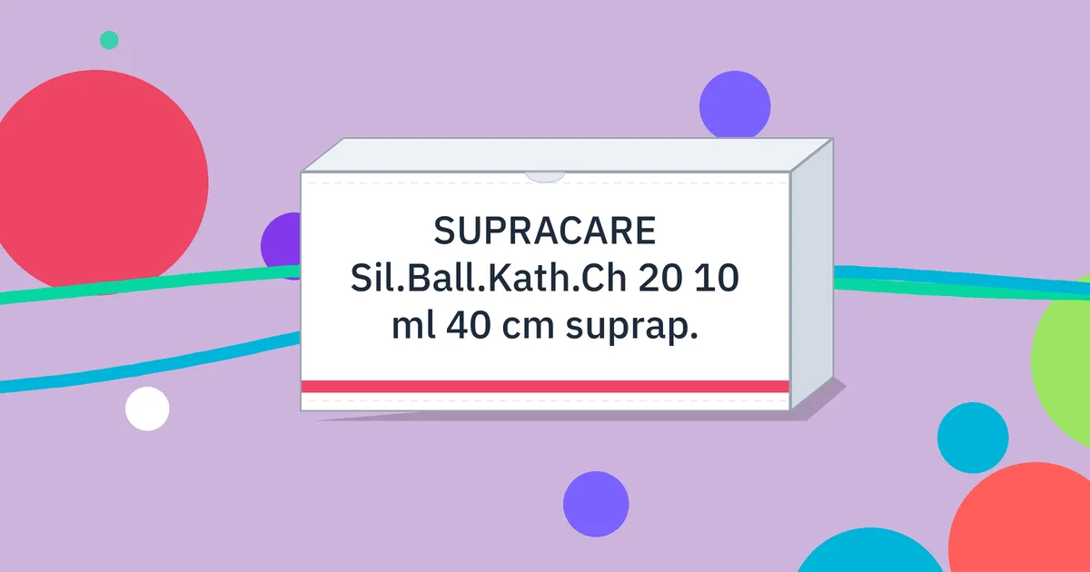 Symbolbild: Packung mit der Aufschrift SUPRACARE Sil.Ball.Kath.Ch 20 10 ml 40 cm suprap. (PZN 04506044) – Verfügbarkeit und Bezug in Apotheken in Frankfurt am Main