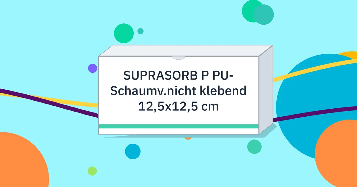 Symbolbild: Packung mit der Aufschrift SUPRASORB P PU-Schaumv.nicht klebend 12,5x12,5 cm (PZN 13345605) – Verfügbarkeit und Bezug in Apotheken in Frankfurt am Main