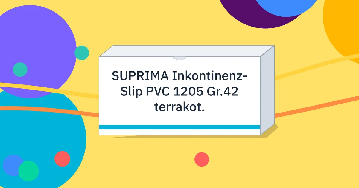 Symbolbild: Packung mit der Aufschrift SUPRIMA Inkontinenz-Slip PVC 1205 Gr.42 terrakot. (PZN 00413481) – Verfügbarkeit und Bezug in Apotheken in Frankfurt am Main