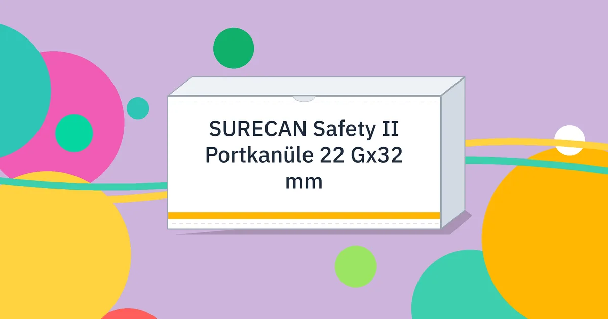 Symbolbild: Packung mit der Aufschrift SURECAN Safety II Portkanüle 22 Gx32 mm (PZN 07799911) – Verfügbarkeit und Bezug in Apotheken in Frankfurt am Main