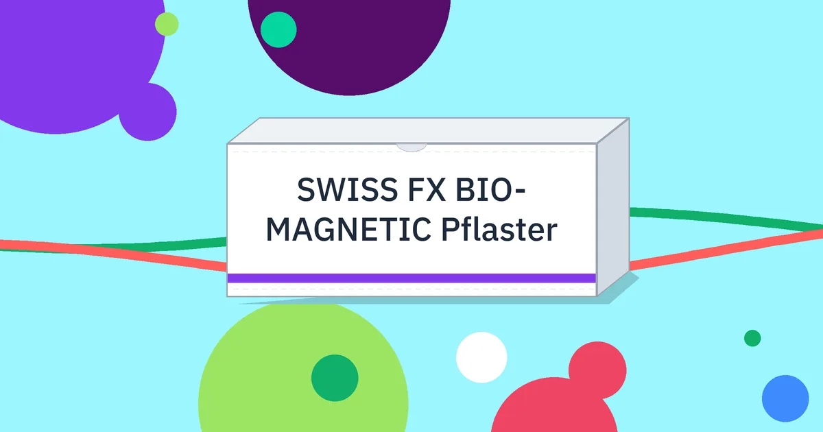 Symbolbild: Packung mit der Aufschrift SWISS FX BIO-MAGNETIC Pflaster (PZN 19640021) – Verfügbarkeit und Bezug in Apotheken in Frankfurt am Main
