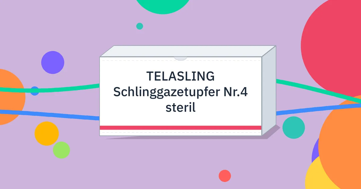 Symbolbild: Packung mit der Aufschrift TELASLING Schlinggazetupfer Nr.4 steril (PZN 03545585) – Verfügbarkeit und Bezug in Apotheken in Frankfurt am Main