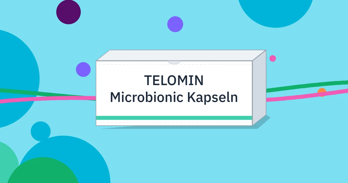 Symbolbild: Packung mit der Aufschrift TELOMIN Microbionic Kapseln (PZN 20003650) – Verfügbarkeit und Bezug in Apotheken in Frankfurt am Main