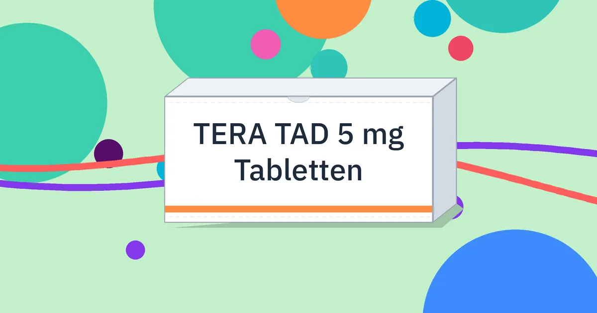 Symbolbild: Packung mit der Aufschrift TERA TAD 5 mg Tabletten (PZN 02224867) – Verfügbarkeit und Bezug in Apotheken in Frankfurt am Main