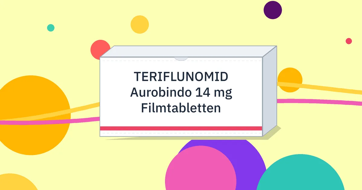 Symbolbild: Packung mit der Aufschrift TERIFLUNOMID Aurobindo 14 mg Filmtabletten (PZN 19557550) – Verfügbarkeit und Bezug in Apotheken in Frankfurt am Main