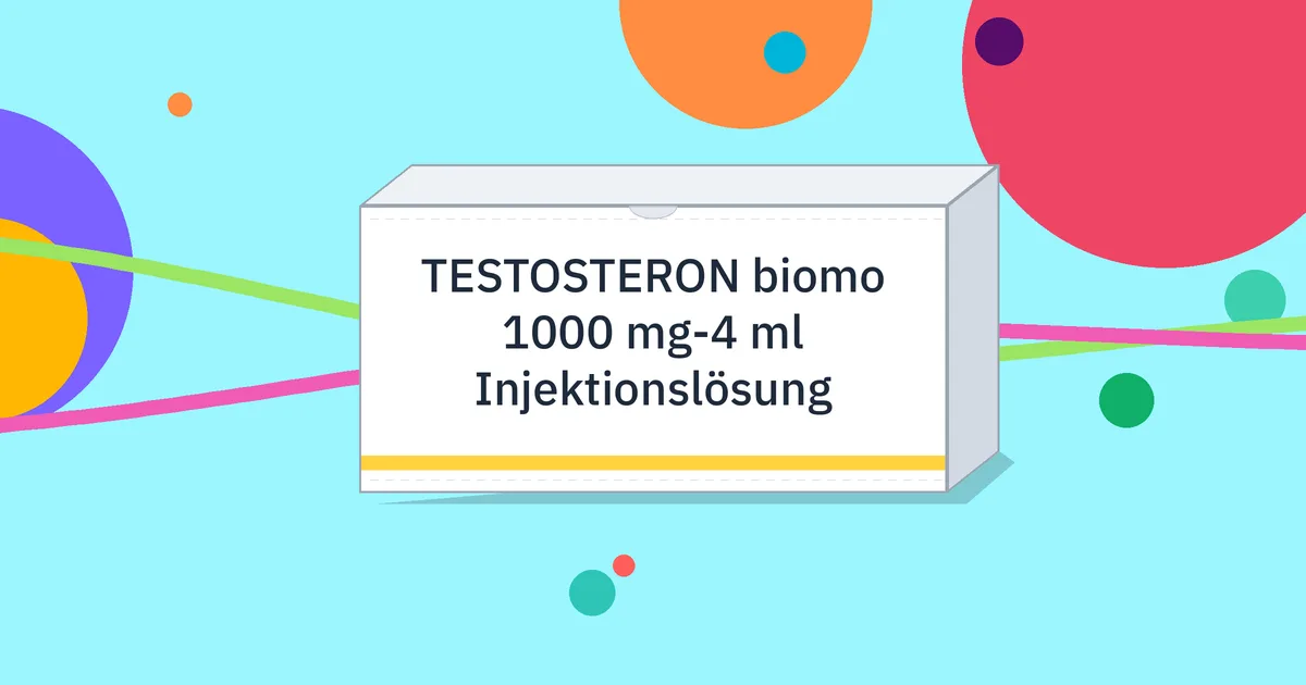Symbolbild: Packung mit der Aufschrift TESTOSTERON biomo 1000 mg-4 ml Injektionslösung (PZN 20310576) – Verfügbarkeit und Bezug in Apotheken in Frankfurt am Main