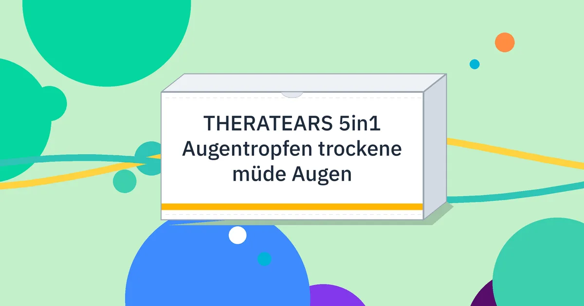 Symbolbild: Packung mit der Aufschrift THERATEARS 5in1 Augentropfen trockene müde Augen (PZN 19235007) – Verfügbarkeit und Bezug in Apotheken in Frankfurt am Main