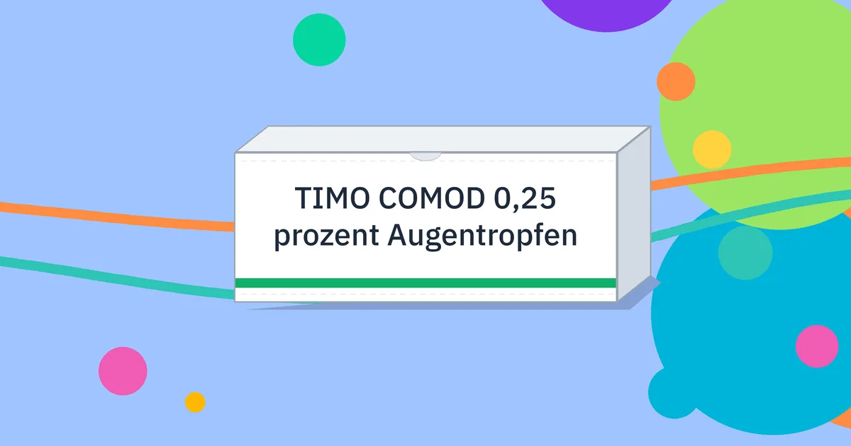 Symbolbild: Packung mit der Aufschrift TIMO COMOD 0,25 prozent Augentropfen (PZN 00835242) – Verfügbarkeit und Bezug in Apotheken in Frankfurt am Main