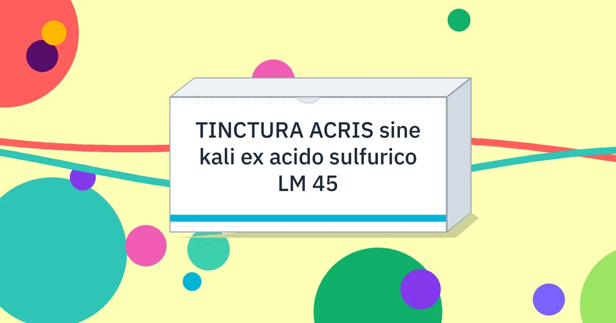 Symbolbild: Packung mit der Aufschrift TINCTURA ACRIS sine kali ex acido sulfurico LM 45 (PZN 13701365) – Verfügbarkeit und Bezug in Apotheken in Frankfurt am Main