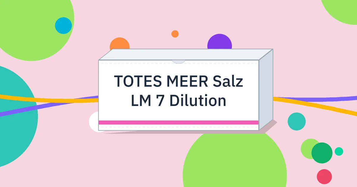 Symbolbild: Packung mit der Aufschrift TOTES MEER Salz LM 7 Dilution (PZN 13226119) – Verfügbarkeit und Bezug in Apotheken in Frankfurt am Main