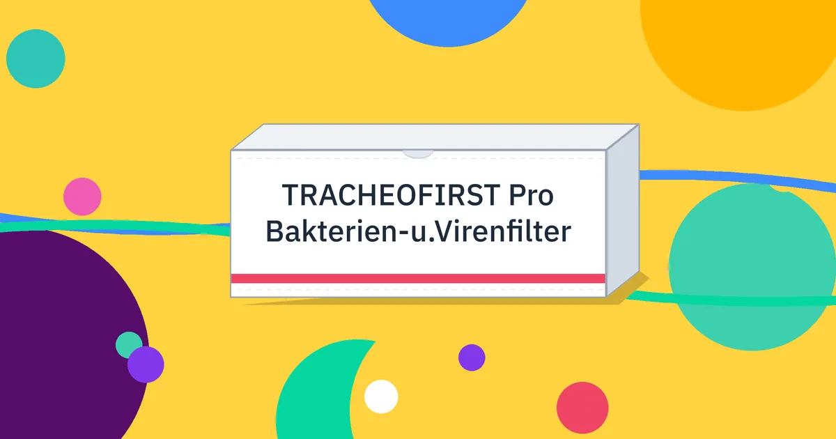 Symbolbild: Packung mit der Aufschrift TRACHEOFIRST Pro Bakterien-u.Virenfilter (PZN 19156621) – Verfügbarkeit und Bezug in Apotheken in Frankfurt am Main