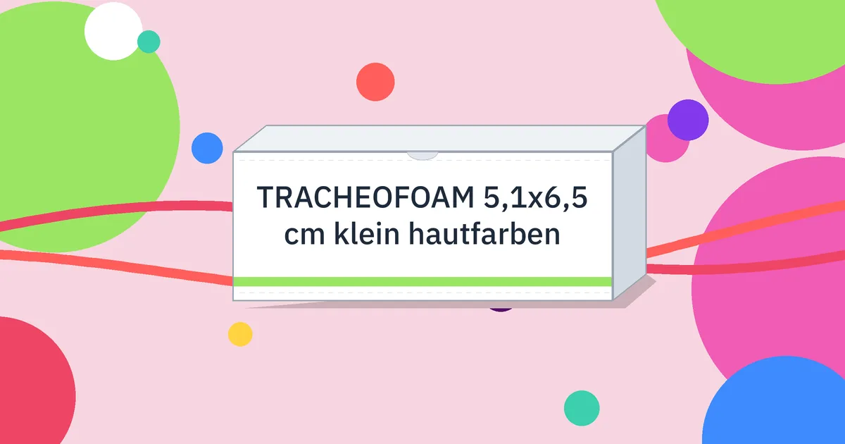 Symbolbild: Packung mit der Aufschrift TRACHEOFOAM 5,1x6,5 cm klein hautfarben (PZN 02420002) – Verfügbarkeit und Bezug in Apotheken in Frankfurt am Main