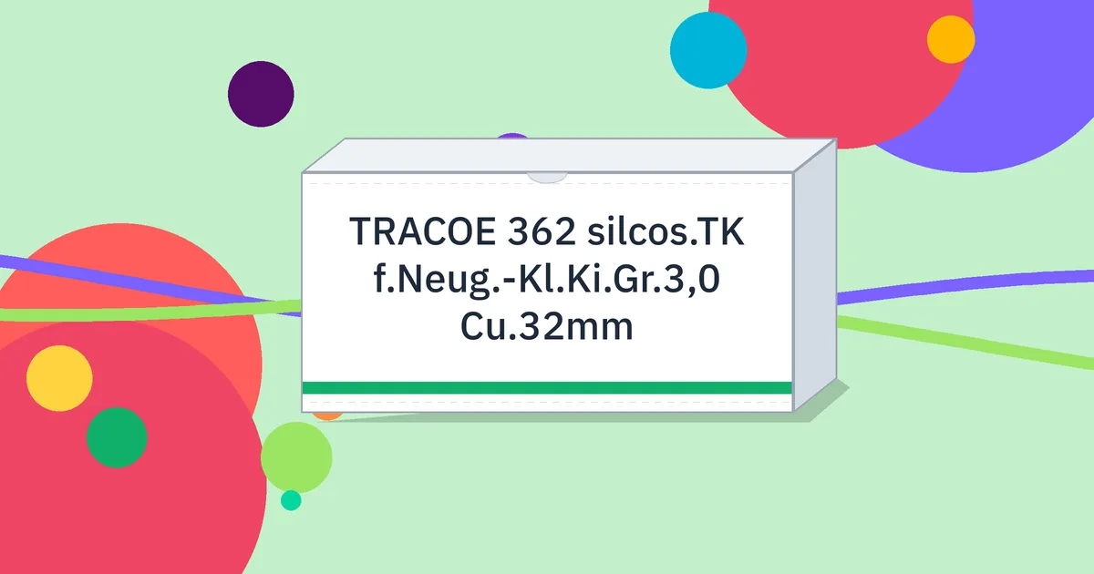 Symbolbild: Packung mit der Aufschrift TRACOE 362 silcos.TK f.Neug.-Kl.Ki.Gr.3,0 Cu.32mm (PZN 14313866) – Verfügbarkeit und Bezug in Apotheken in Frankfurt am Main