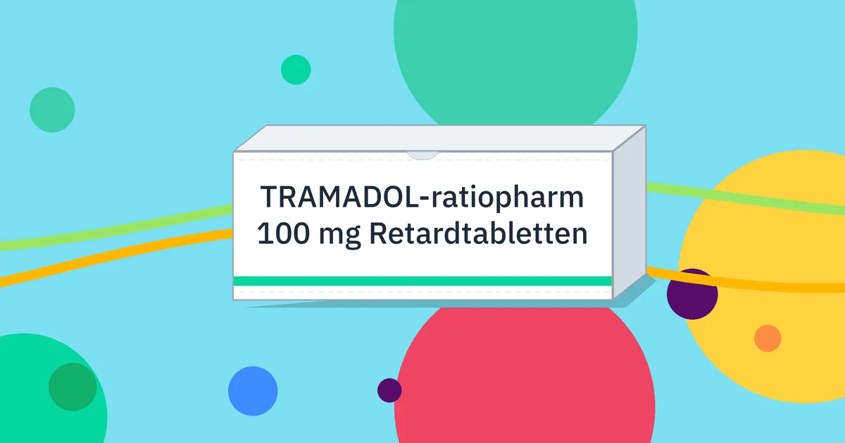 Symbolbild: Packung mit der Aufschrift TRAMADOL-ratiopharm 100 mg Retardtabletten (PZN 07260483) – Verfügbarkeit und Bezug in Apotheken in Frankfurt am Main