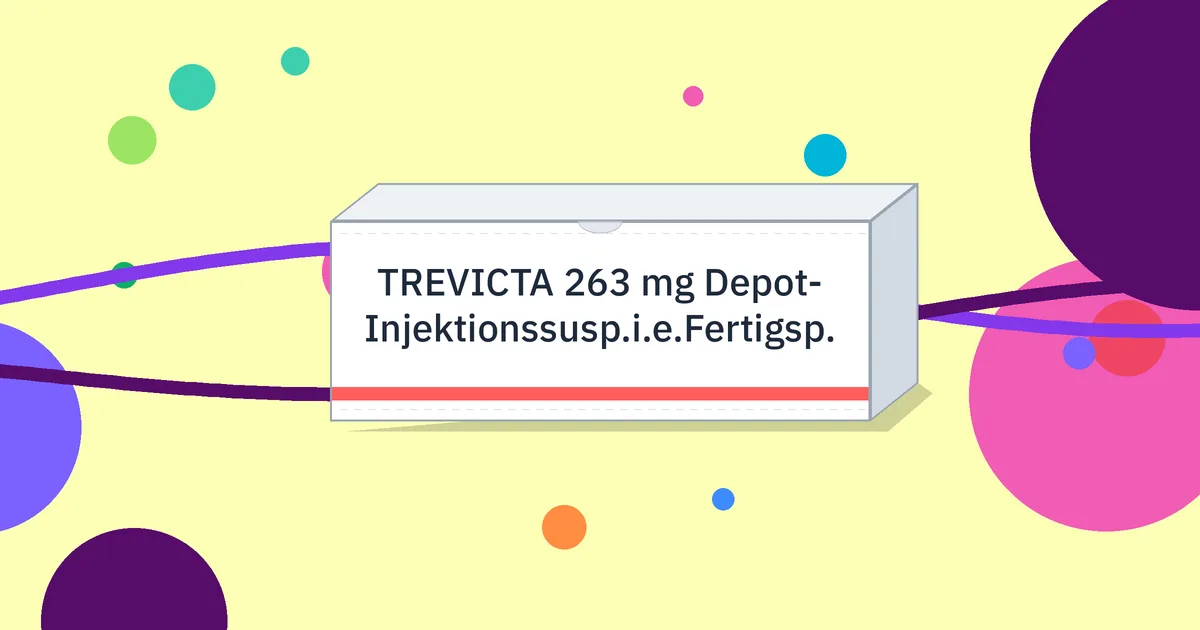 Symbolbild: Packung mit der Aufschrift TREVICTA 263 mg Depot-Injektionssusp.i.e.Fertigsp. (PZN 17262359) – Verfügbarkeit und Bezug in Apotheken in Frankfurt am Main