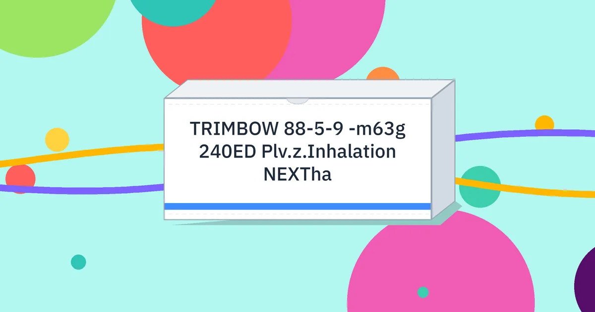Symbolbild: Packung mit der Aufschrift TRIMBOW 88-5-9 -m63g 240ED Plv.z.Inhalation NEXTha (PZN 19957048) – Verfügbarkeit und Bezug in Apotheken in Frankfurt am Main
