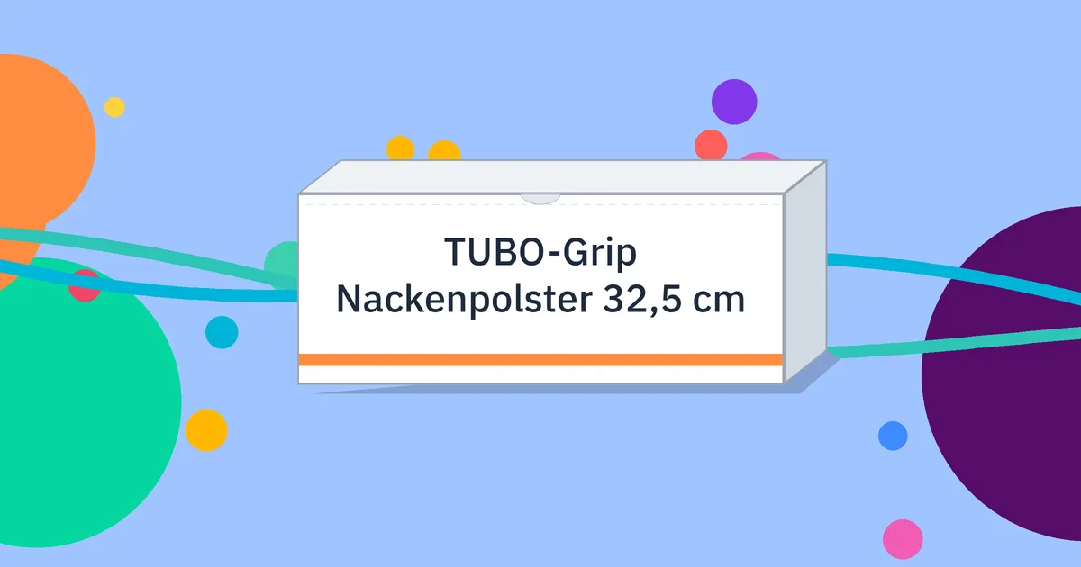 Symbolbild: Packung mit der Aufschrift TUBO-Grip Nackenpolster 32,5 cm (PZN 18795891) – Verfügbarkeit und Bezug in Apotheken in Frankfurt am Main