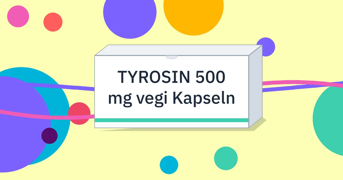 Symbolbild: Packung mit der Aufschrift TYROSIN 500 mg vegi Kapseln (PZN 16229064) – Verfügbarkeit und Bezug in Apotheken in Frankfurt am Main