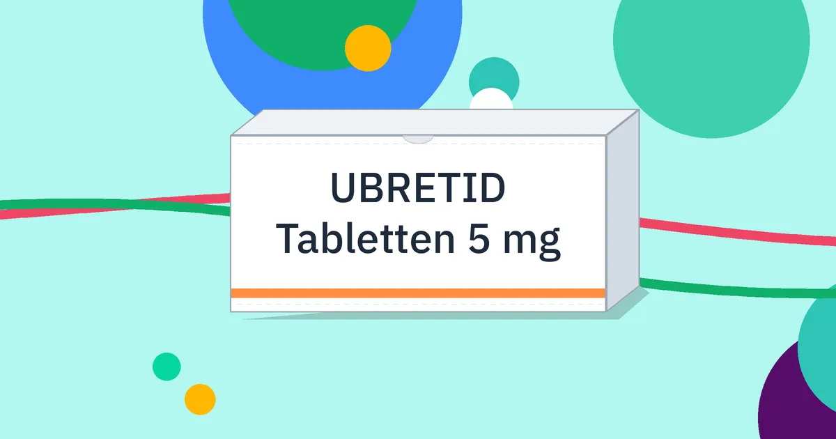 Symbolbild: Packung mit der Aufschrift UBRETID Tabletten 5 mg (PZN 13421884) – Verfügbarkeit und Bezug in Apotheken in Frankfurt am Main