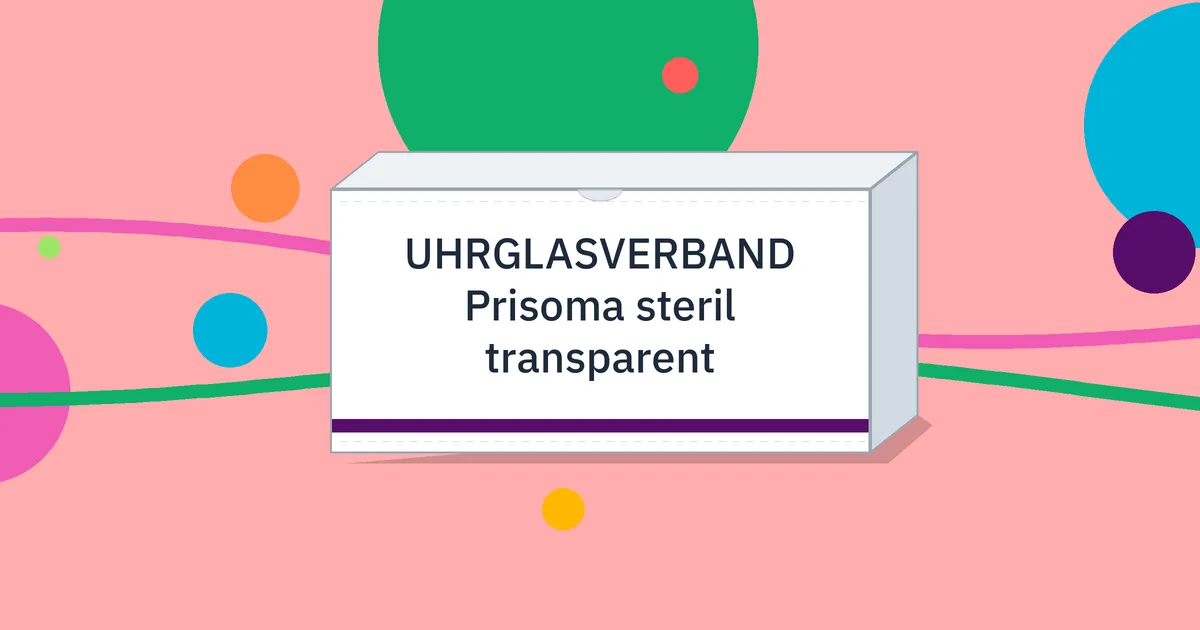 Symbolbild: Packung mit der Aufschrift UHRGLASVERBAND Prisoma steril transparent (PZN 20349029) – Verfügbarkeit und Bezug in Apotheken in Frankfurt am Main